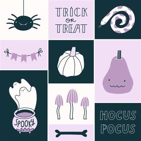 Premium Vector Vector Halloween Poster Set Of Hand Drawn Characters