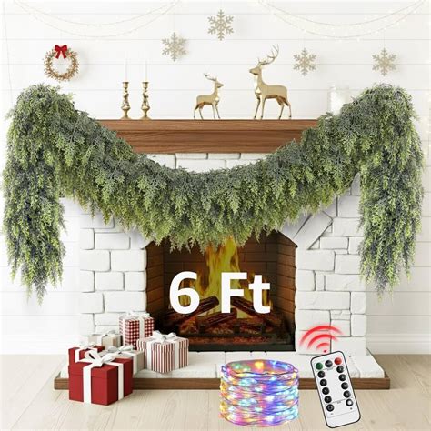 Nicholas Klein Cedar Christmas Garland With Lights For Mantle Decorations Realistic Lighted Faux