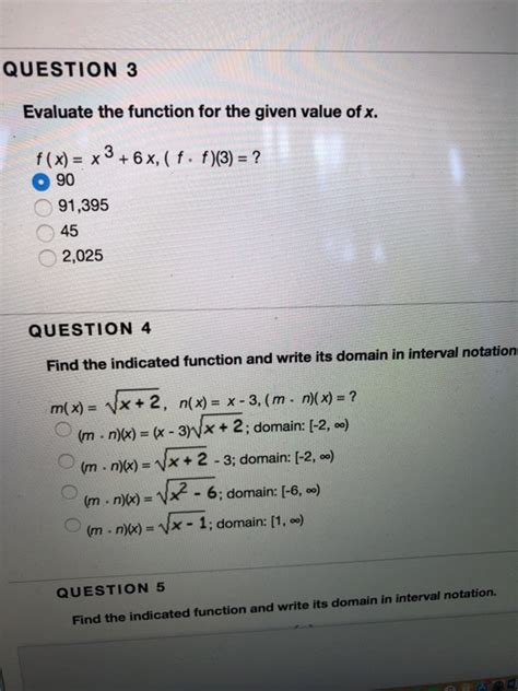 Solved QUESTION 3 Evaluate The Function For The Given Value Chegg Com