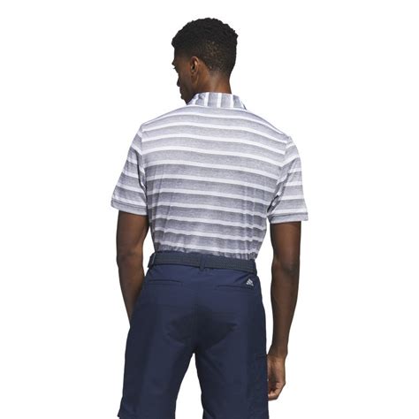Adidas Two Colour Striped Polo Shirt Grey White Complete Golfer