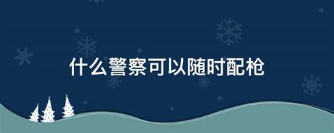 什么警察可以随时配枪 业百科