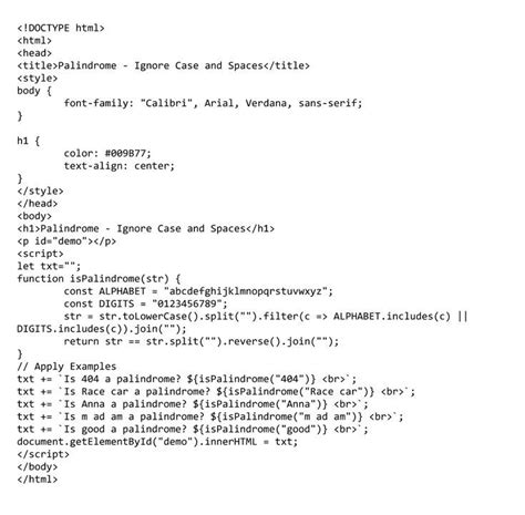 simplified javascript code for palindromes