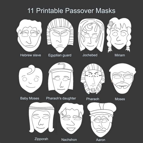 11 Printable Passover Masks Black And White Templates And Coloring