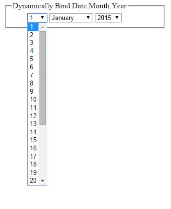How To Dynamically Set Date Month Year In Drop Down List In Asp Net
