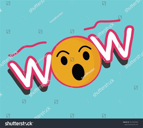 Wow Face Clip Art Cartoon Funny Comic Groovy Wow Face Emotion Vector