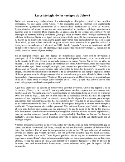 La cristología de los testigos de Jehová