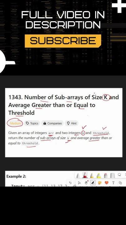 number of sub array size k and average greater than or equal to threshold telugu