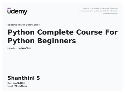 Completed Python Course On Udemy Shanthini S Posted On The Topic