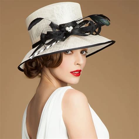 2015 Formal Vintage Sinamay Hat Luxury Elegant Summer Chapeu Linen