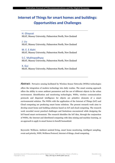 Pdf Internet Of Things For Smart Homes And Buildings Opportunities