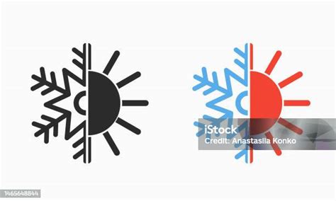 뜨겁고 차가운 상징입니다 태양과 눈송이 올 시즌 컨셉 로고 벡터 그림 아성 요새화된 탑에 대한 스톡 벡터 아트 및 기타 이미지 아성 요새화된 탑 아이콘 쿨한 태도