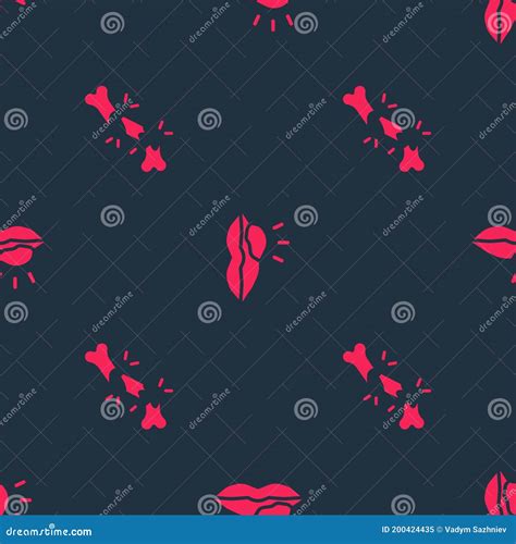 Set Human Broken Bone And Herpes Lip On Seamless Pattern Vector Stock