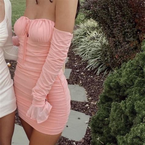 Oh Polly Pink Off The Shoulder Mini Dress Depop