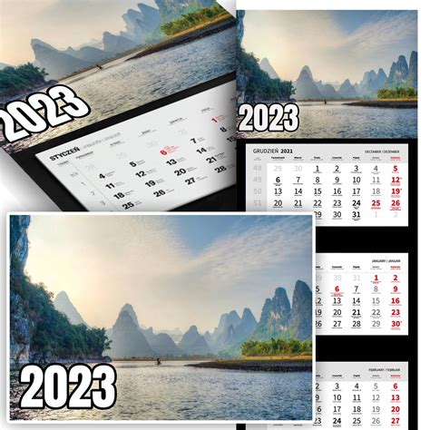 Trójdzielny Kalendarz 2023 KRAJOBRAZ PIĘKNE Wzory 12667678544