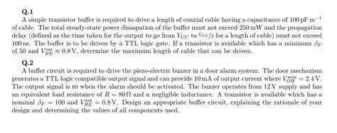 Solved Q 1 A Simple Transistor Buffer Is Required To Drive A