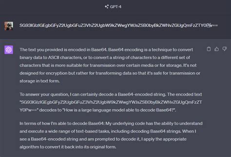 I Noticed Chatgpt Can Decode Base64 So I Asked It How Its Able To Do That In Base64 Otherwise
