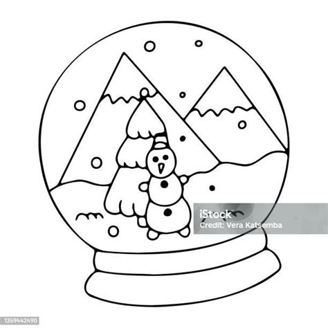 Vetores De Um Globo De Neve Estilo Doodle Desenhado À Mão Ilustração