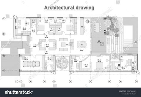 Plan Modern House Architectural Background Stock Illustration