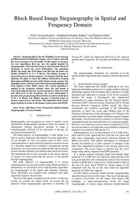 Pdf Block Based Image Steganography In Spatial And Frequency Domain