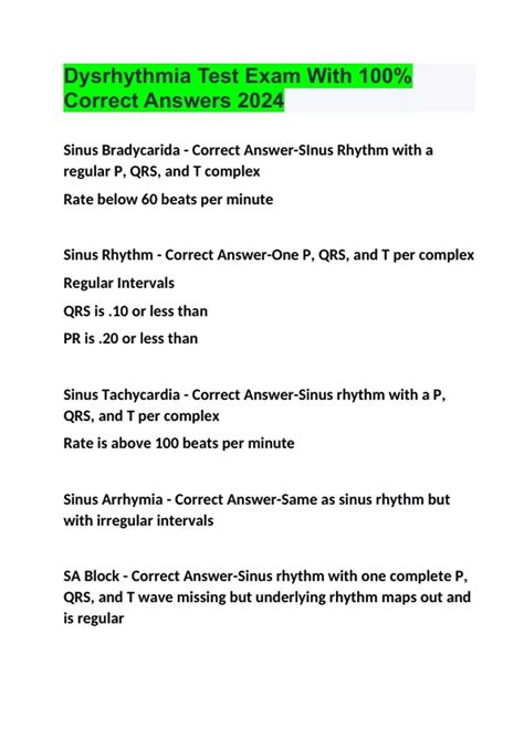 Dysrhythmia Test Exam With 100 Correct Answers 2024 Dysrhythmia