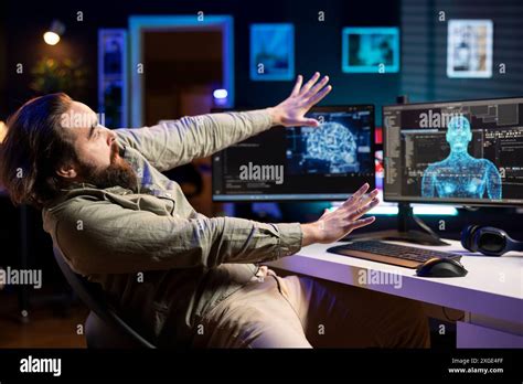 Artificial Intelligence Entity With Anthropomorphic Body Escaping