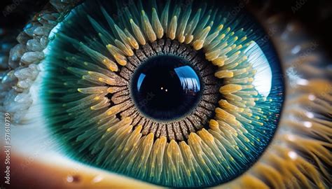 A Close Up Of A Human Eye With A Blue Iris And Yellow Iris In The