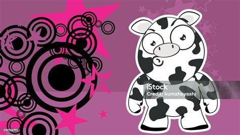 Chibbi Cow Cartoon Background Stock Illustration Download Image Now
