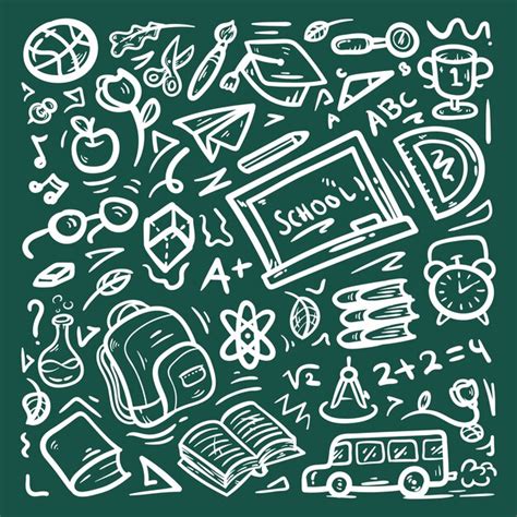 Retour à Lensemble De Doodle Scolaire Vecteur Premium