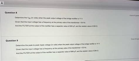 Solved Determine The Vdc In Volts When The Peak Oulput Chegg