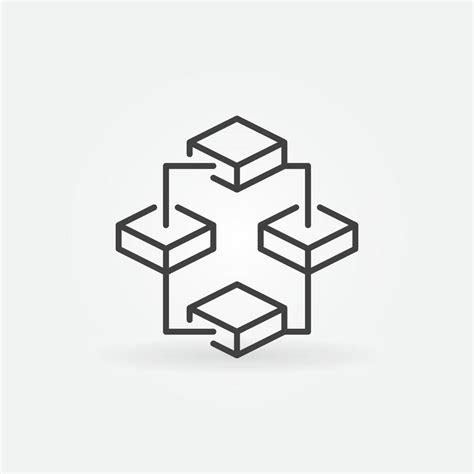 Blockchain Vector Thin Line Concept Icon Four Blocks Linear Symbol