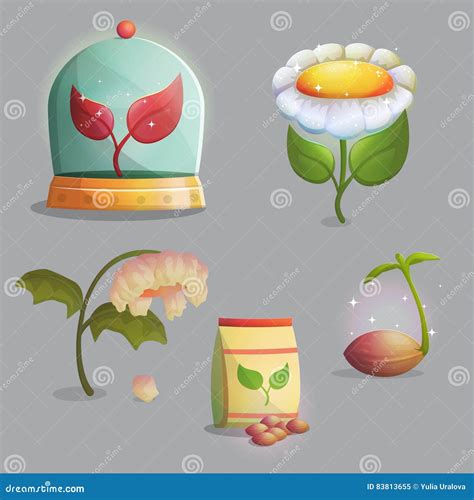 Flower Growing Stages And Artificial Ecosystem Stock Vector