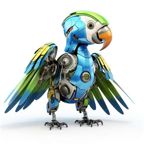 Premium Photo Colorful Joyful Parrot Robot Robotic Bird Isolated Over