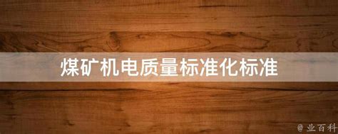 煤矿机电质量标准化标准 业百科