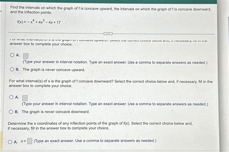 Find The Intervals On Which The Graph Of F Is Chegg Com