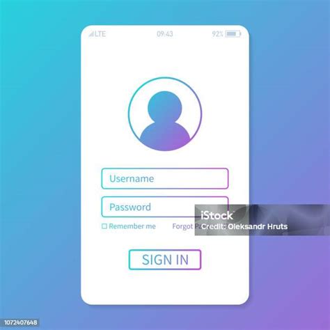 평면 디자인 스타일 자외선 배경에 고립의 스마트폰에 응용 프로그램 계정에 로그인 합니다 벡터 일러스트입니다 양식 문서에 대한 스톡 벡터 아트 및 기타 이미지 Istock