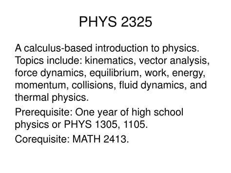 Ppt Summer I 2007 This Is Phys 2325 Sec 001 Meeting 800 950 Mtwr