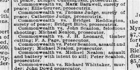 Bridget Reddington Surety Of Peace 1876