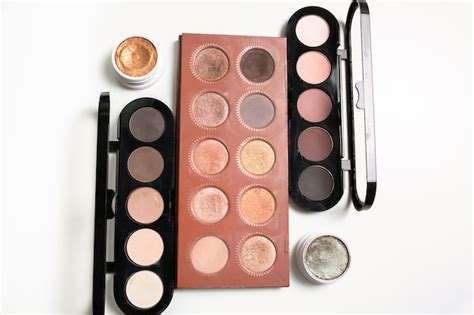 Premium Photo Kit Of Professional Makeup Palettes In Nude Color With