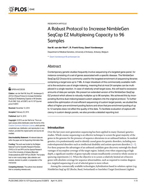 Pdf A Robust Protocol To Increase Nimblegen Seqcap Ez Multiplexing
