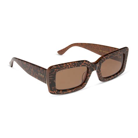 Indy Rectangle Sunglasses Animal And Brown Diff Eyewear