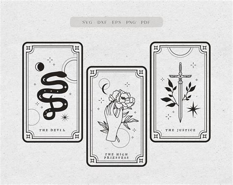 Tarot Celestial Imprimible Svg Baraja De Tarot única Clipart Diario
