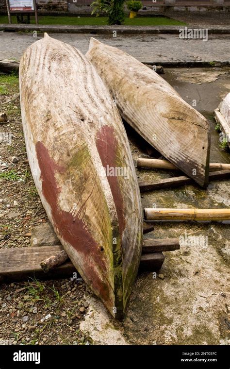 Wooden Cayucos Or Canoes Made From A Single Hollowed Out Log