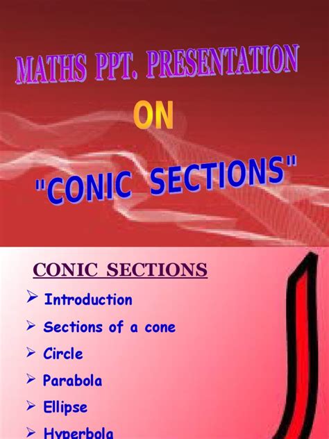Maths Ppt On Conic Section Pdf Ellipse Manifold