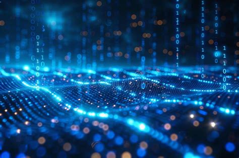 Abstract Background With Blue Glowing Binary Code And Digital Network Connection Technology