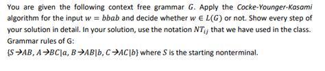 Solved You Are Given The Following Context Free Grammar G