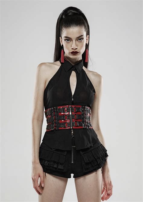 Chemise Noire épaules Nues Avec Décolleté Laçage Au Dos Gothique