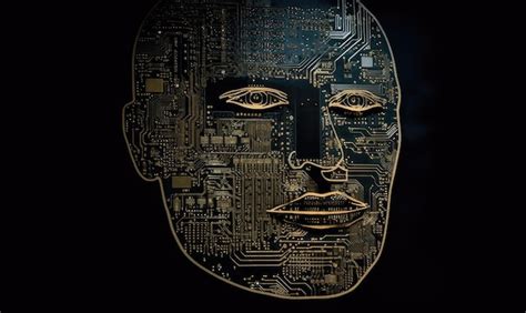 Premium Ai Image Merging Of Man And Machine Circuit Board Portrait Of A Face Creating Using