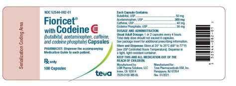 Fioricet With Codeine Package Insert Prescribing Info
