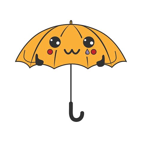 Premium Vector Cute Happy Funny Umbrella With Kawaii Eyes Cartoon Cheerful Fall Mascot