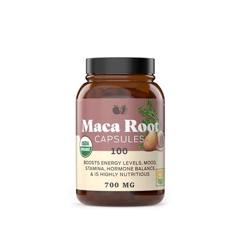 Organic Maca Root Powder Capsules Pure Peruvian Ginseng 100 Vitamin